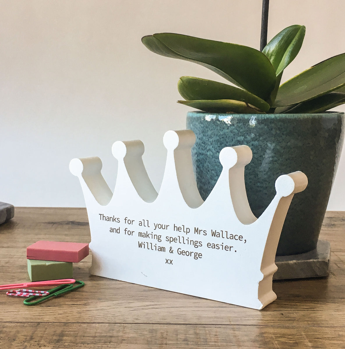 Personalised Teacher Wooden Crown – Bespoke & Oak Co.